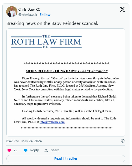 ‘Real life' Martha from Baby Reindeer to take legal action against ...