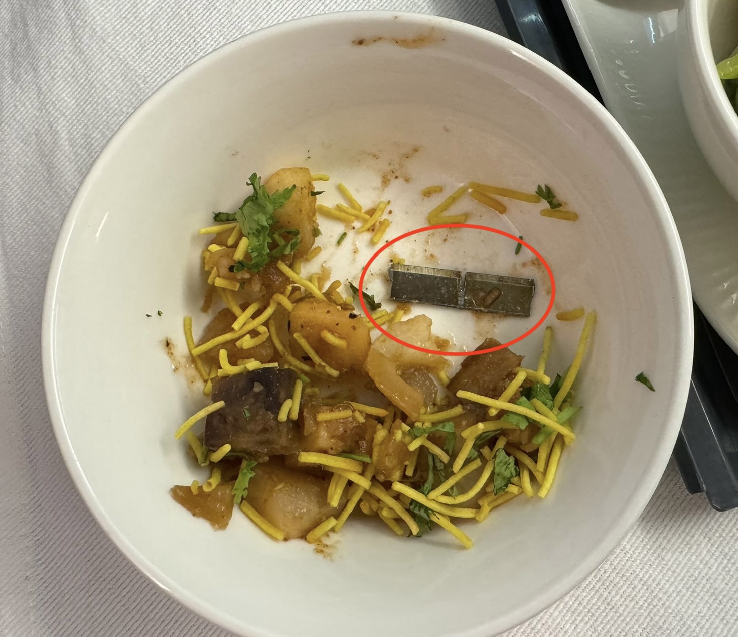 Man ‘horrified’ after biting into METAL BLADE during in-flight meal ...