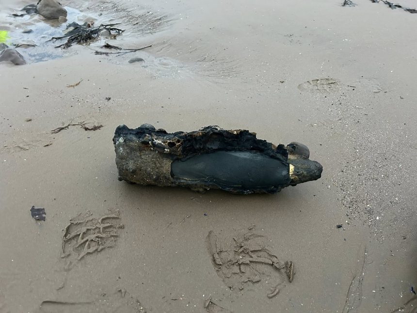 Eighteen artillery shells washed up on shore detonated after being ...