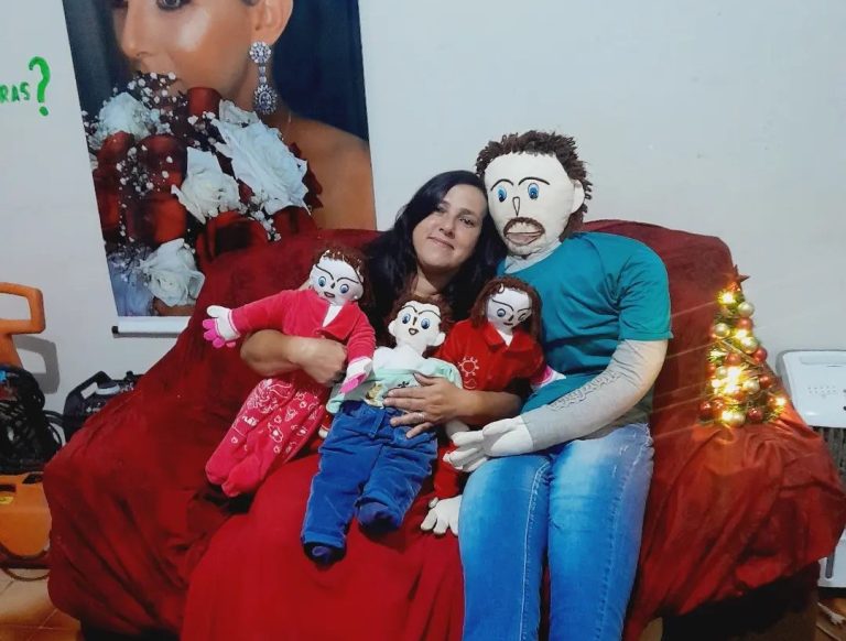 Wacky woman who ‘married’ rag doll reveals gender of fourth ‘child’ in ...