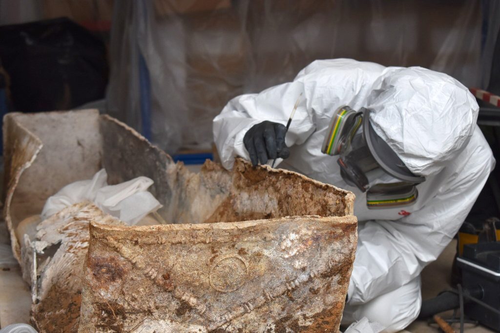High status Roman woman found buried in decorated coffin under HOSPITAL ...