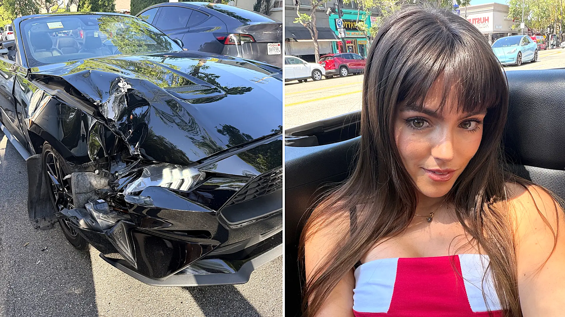 Influencer crashes Ford Mustang during 'first time' driving in LA ...